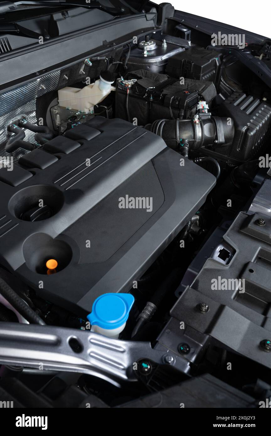 Car engine system of modern SUV close up view Stock Photo - Alamy