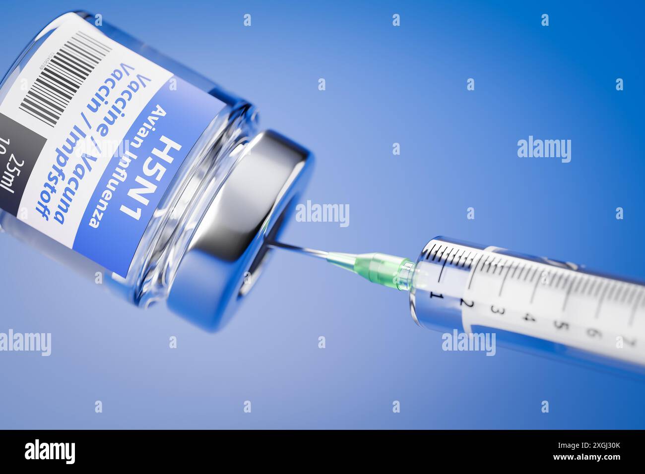 Fictitious vial of vaccine against the bird flu (Avian Influenza or ...