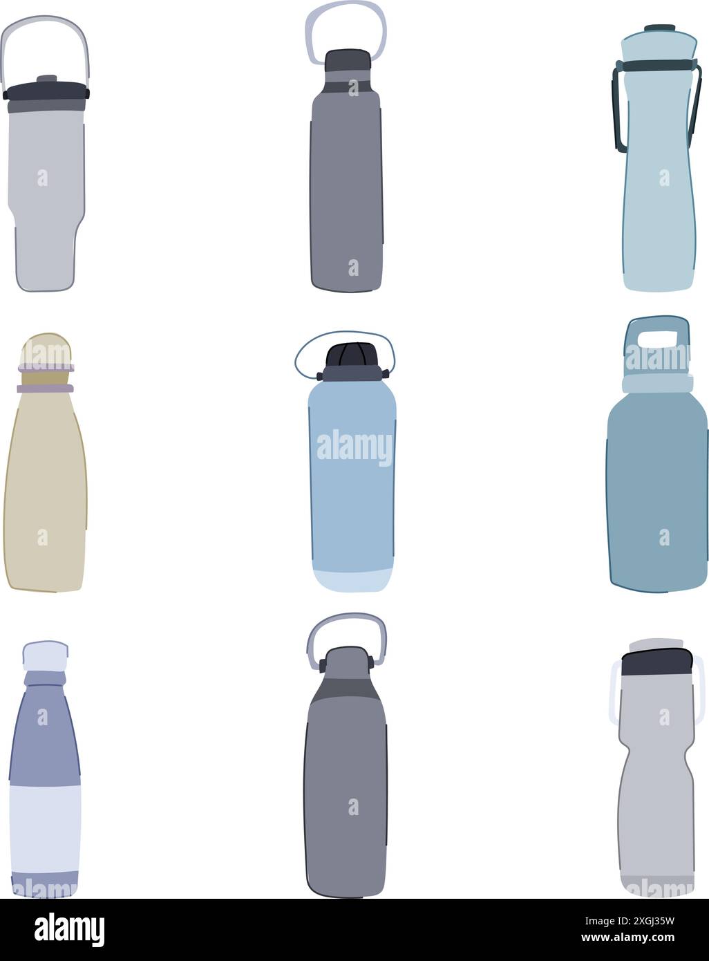 stainless bottle set cartoon vector illustration Stock Vector Image ...