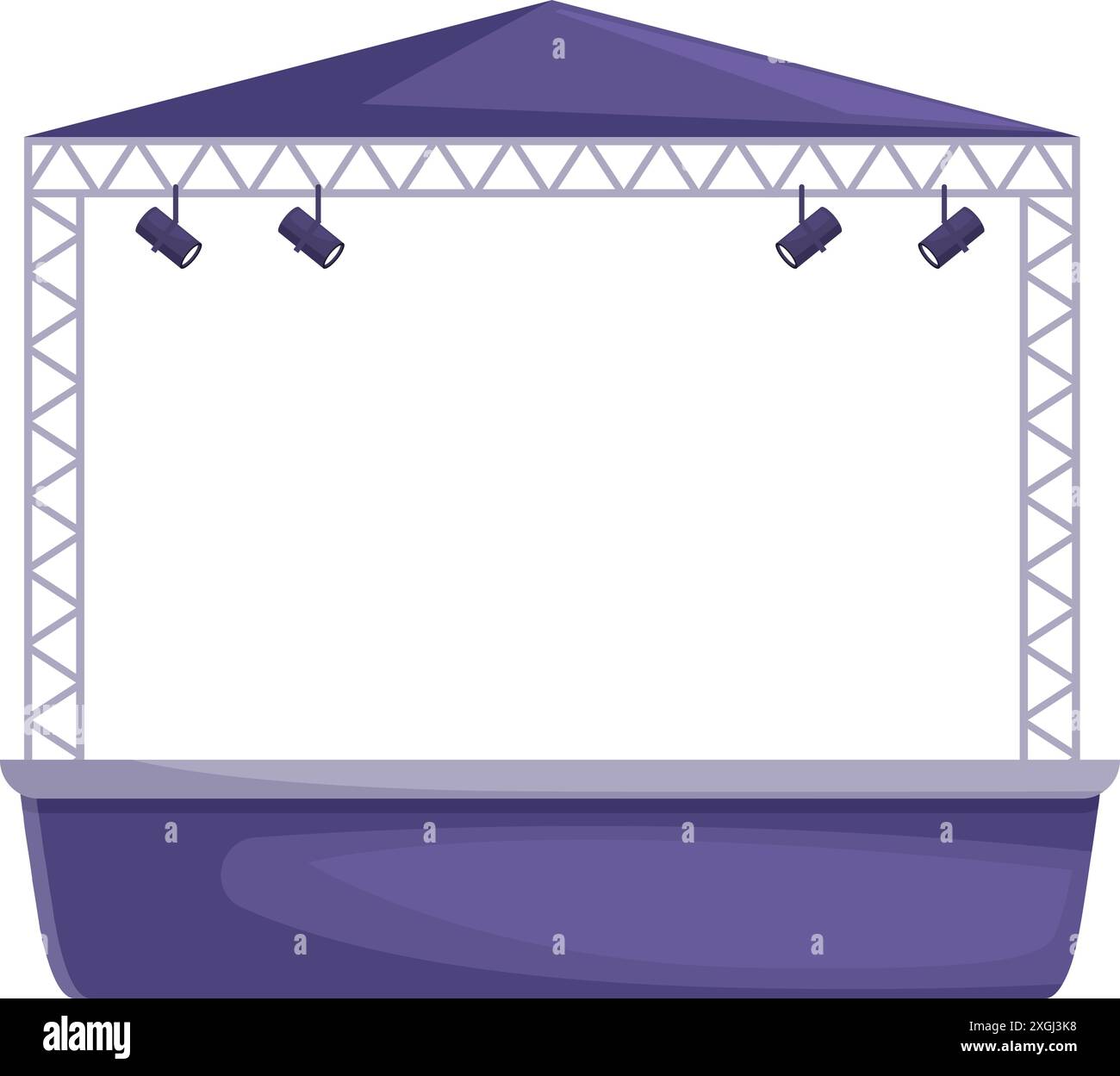 Empty outdoor concert stage with spotlights is waiting for the show to ...