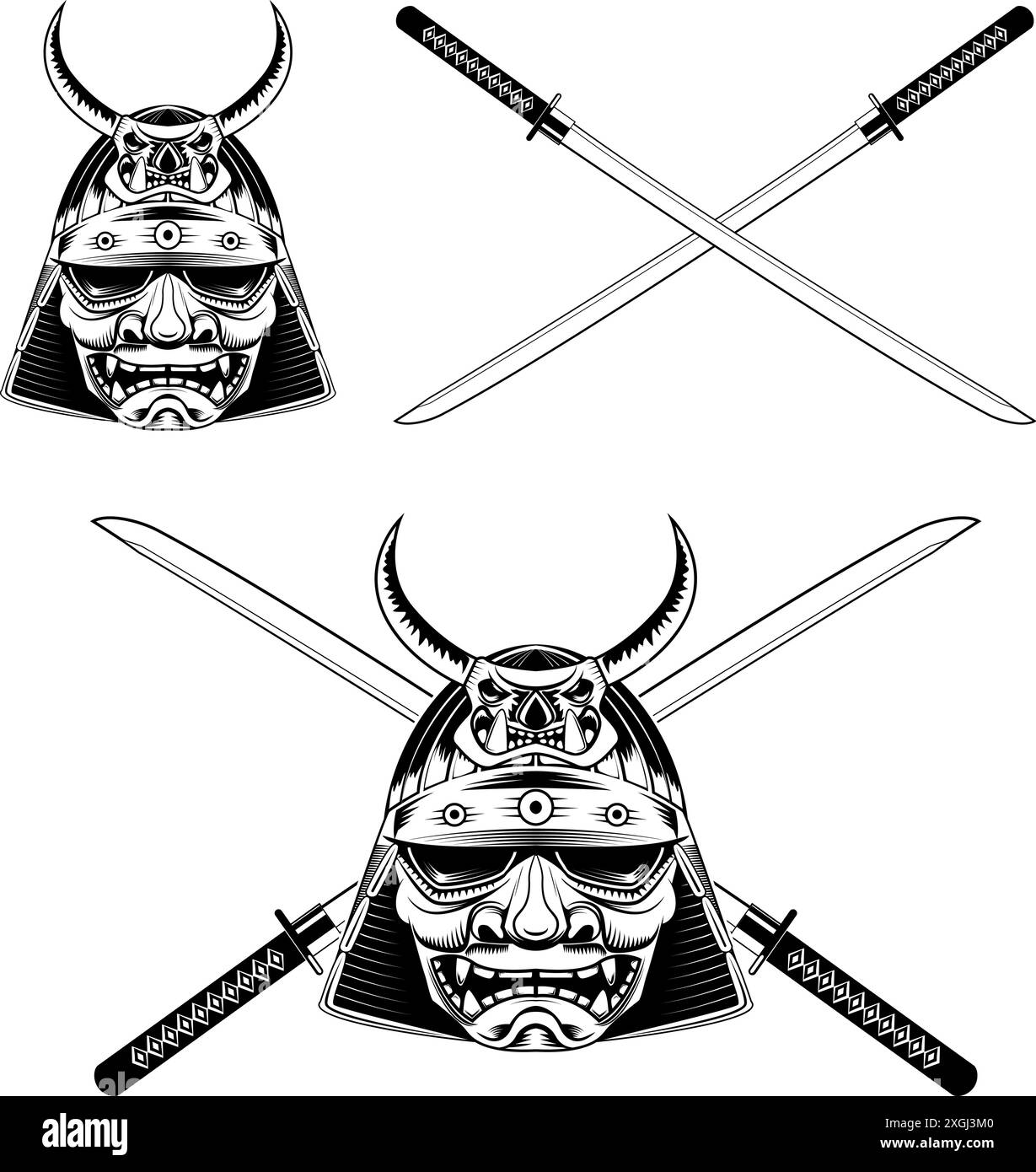 Samurai sword illustration Black and White Stock Photos & Images - Alamy