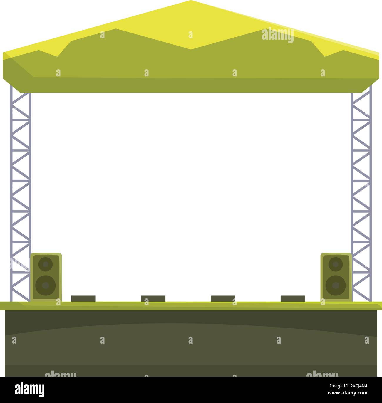 Empty outdoor stage with speakers is waiting for a band to perform ...