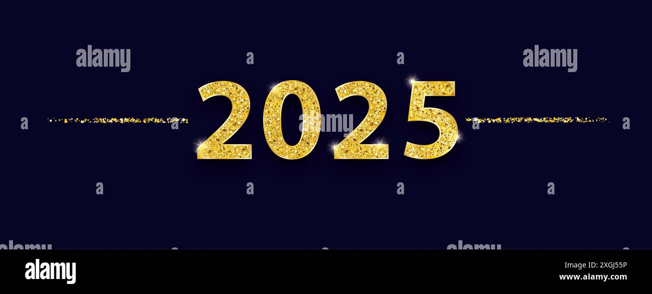 Golden 2025 Dark Blue Header Header with the golden numbers 2025 on the ...