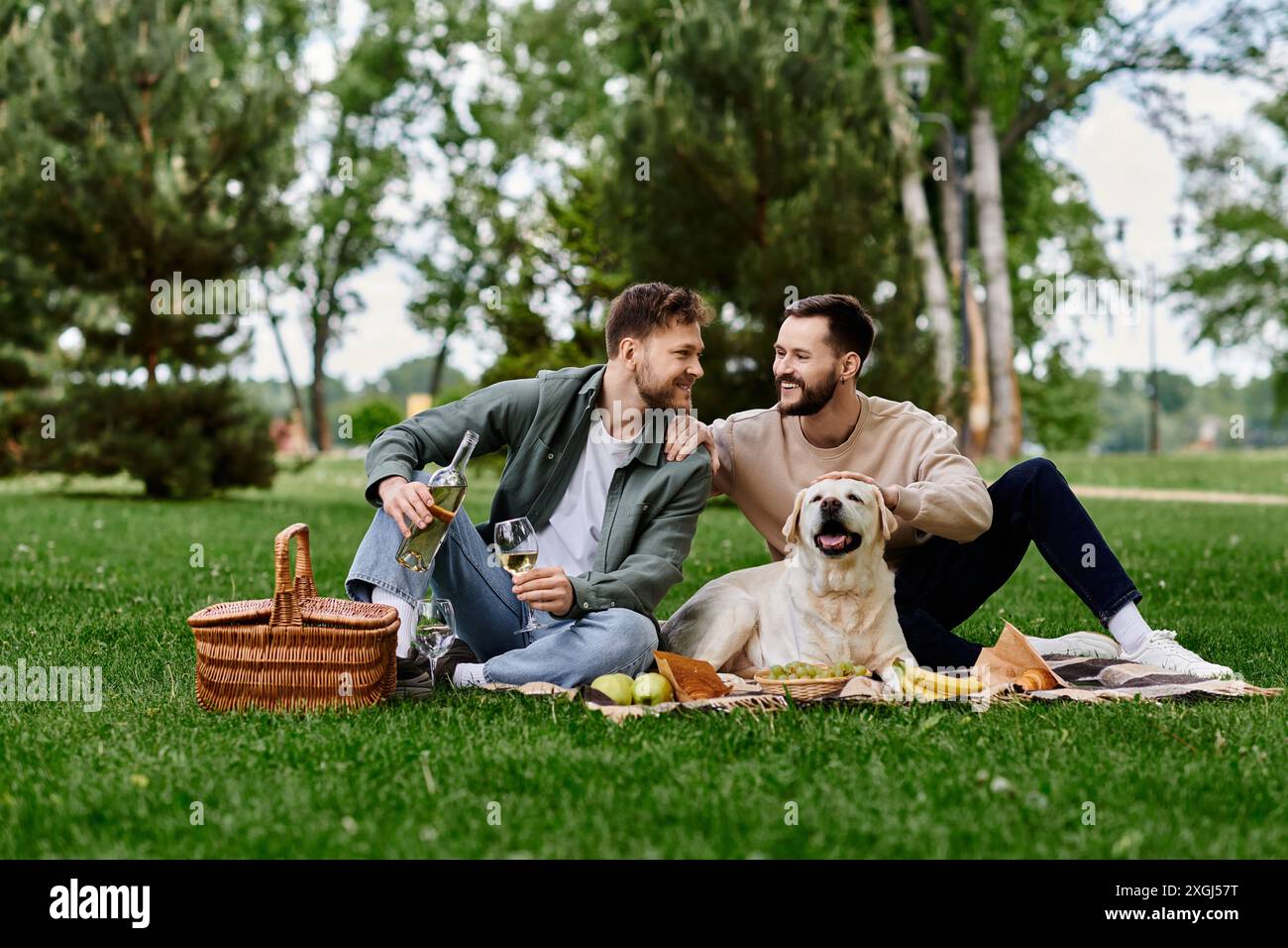 Two men dog enjoy hi-res stock photography and images - Alamy