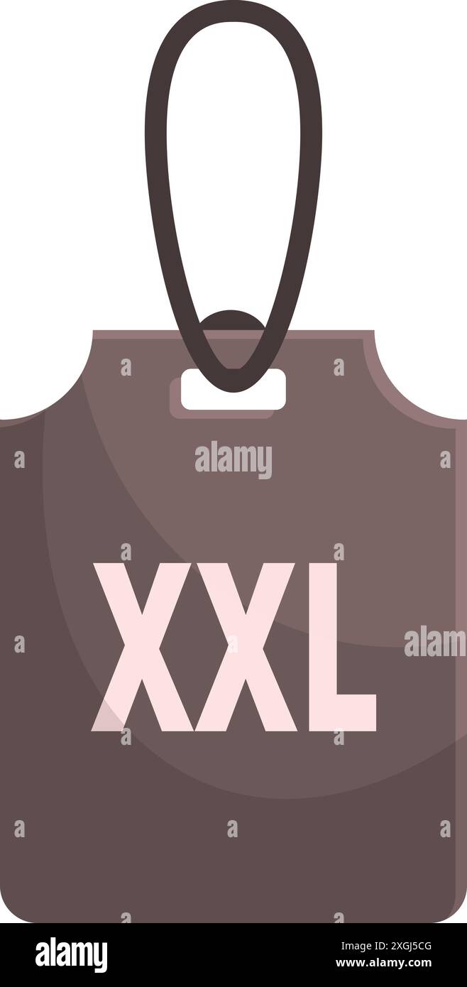Brown xxl clothing size tag icon hanging on black string, indicating ...