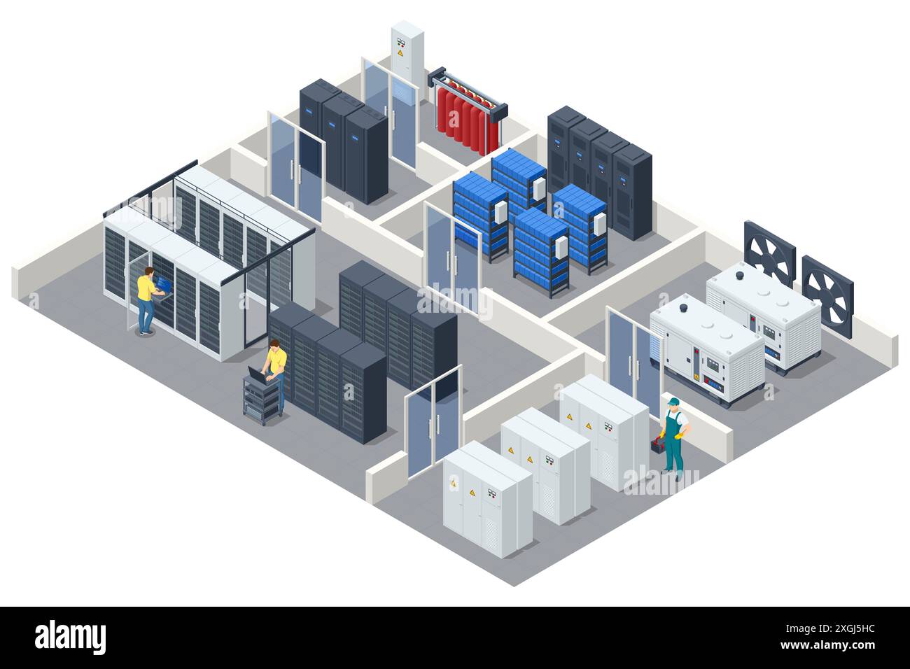 Isometric Network computing technologies. Digital space. Data storage ...