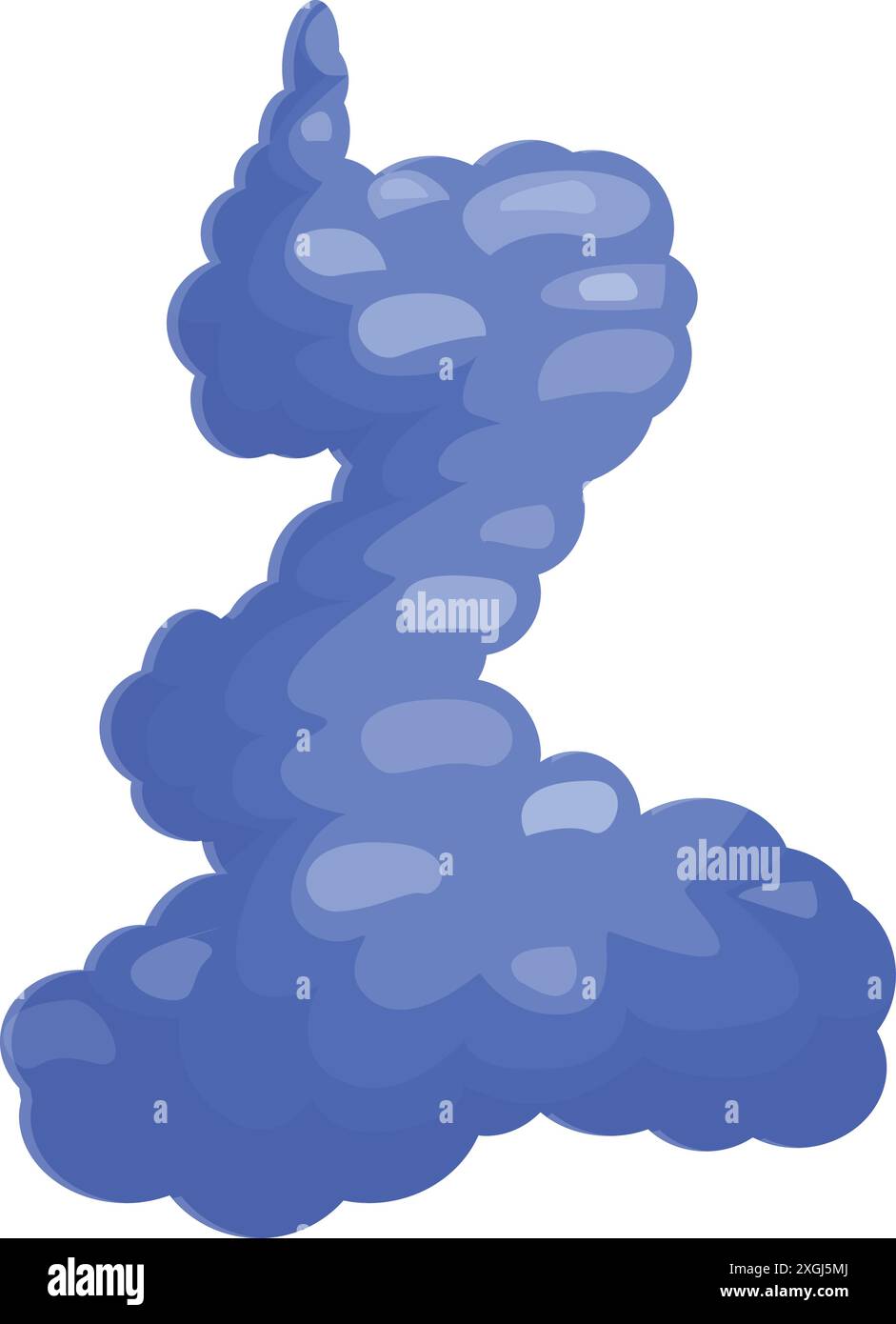 Cartoon style illustration of a blue plume of smoke curling upwards ...