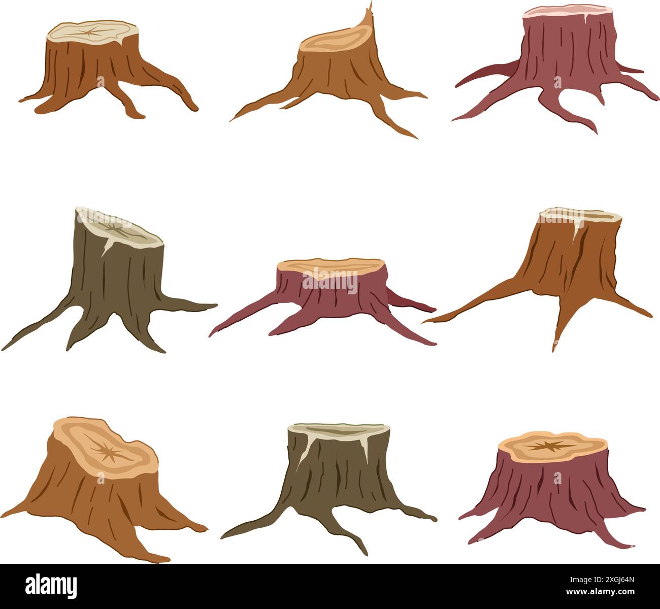 stump set cartoon vector illustration Stock Vector Image & Art - Alamy