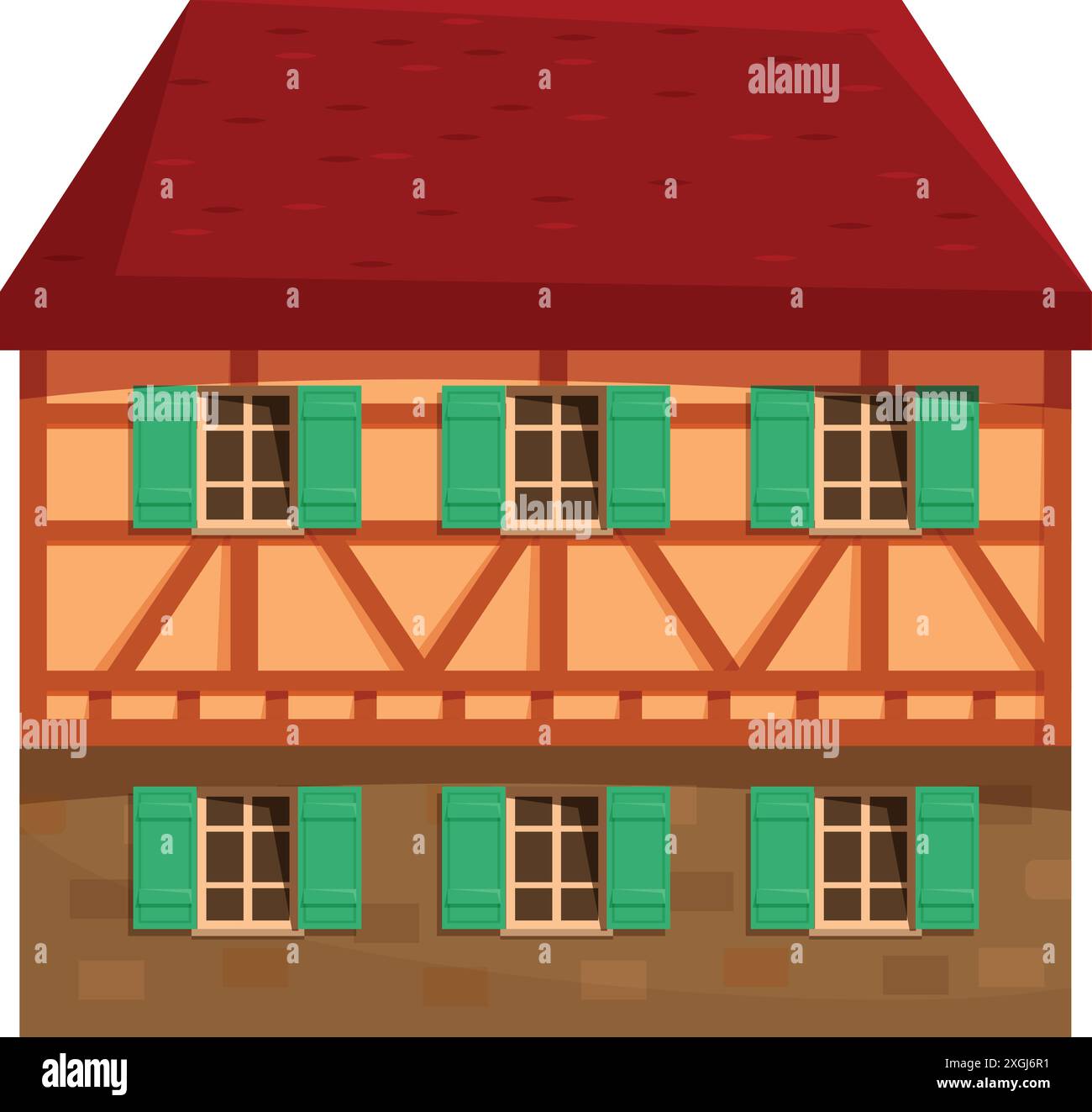 Traditional german or alsace half timbered house standing on a white ...