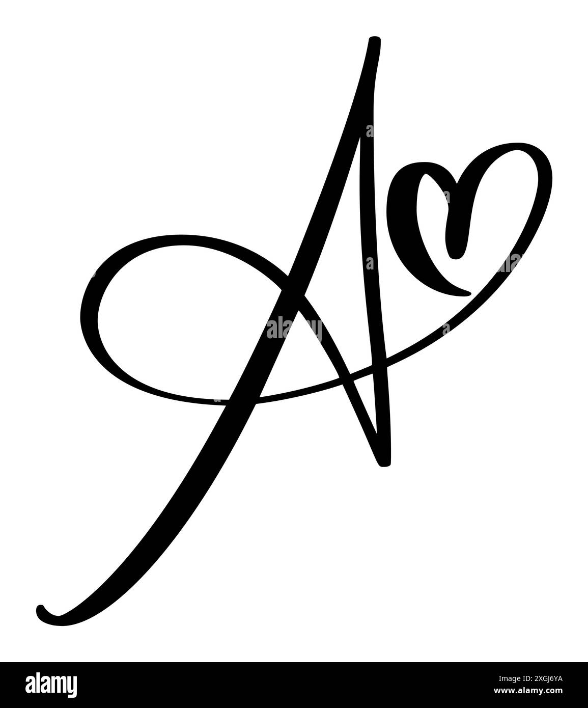 Script capital font logo calligraphy love letter A initial. Hand drawn ...
