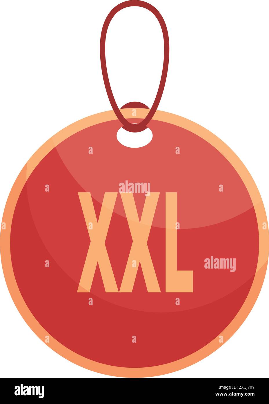 Red clothing tag with a string, showing size xxl, for marking extra ...