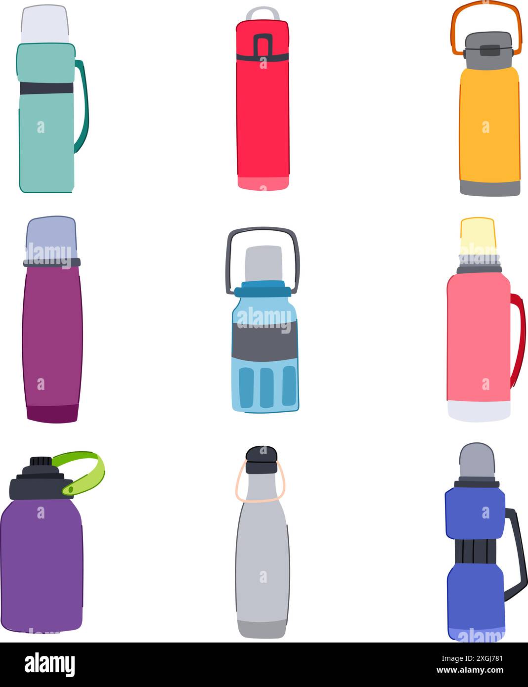 thermos bottle set cartoon vector illustration Stock Vector Image & Art ...