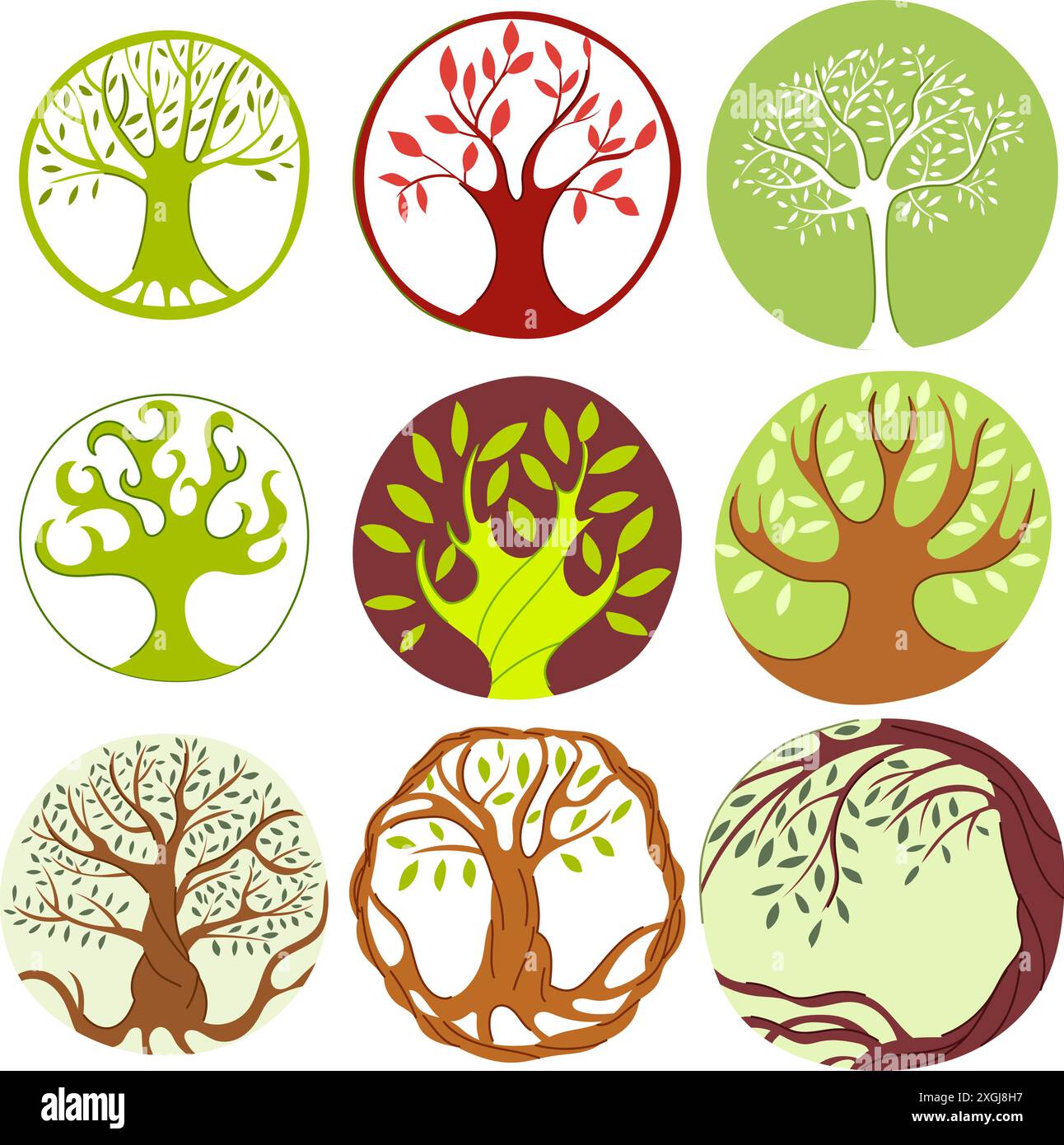 tree of life set cartoon vector illustration Stock Vector Image & Art ...