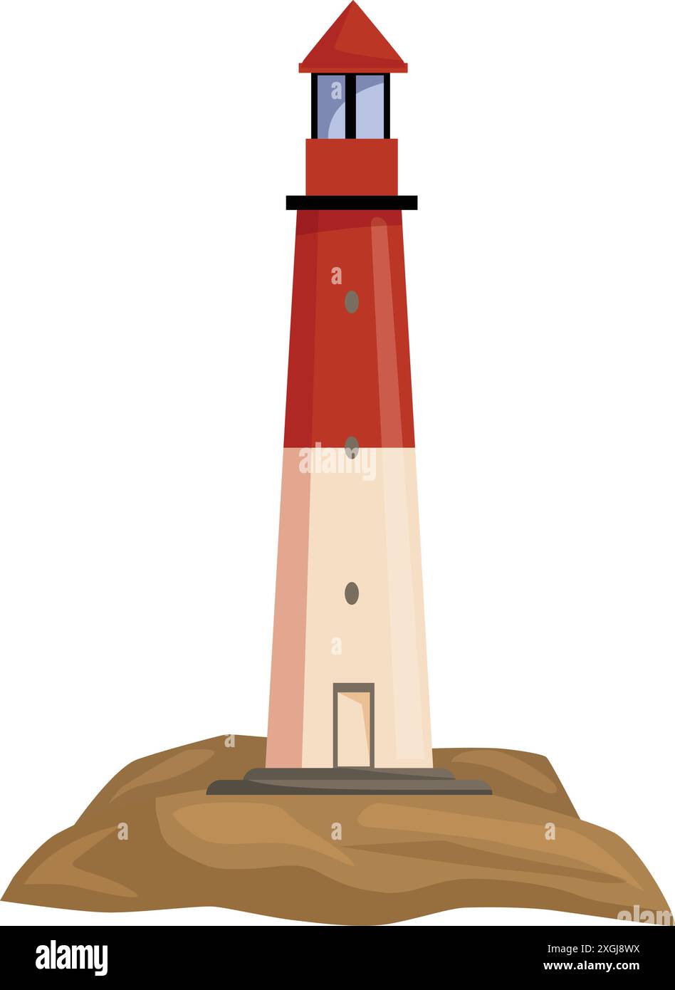 Cartoon lighthouse guiding ships with its light beam Stock Vector Image ...