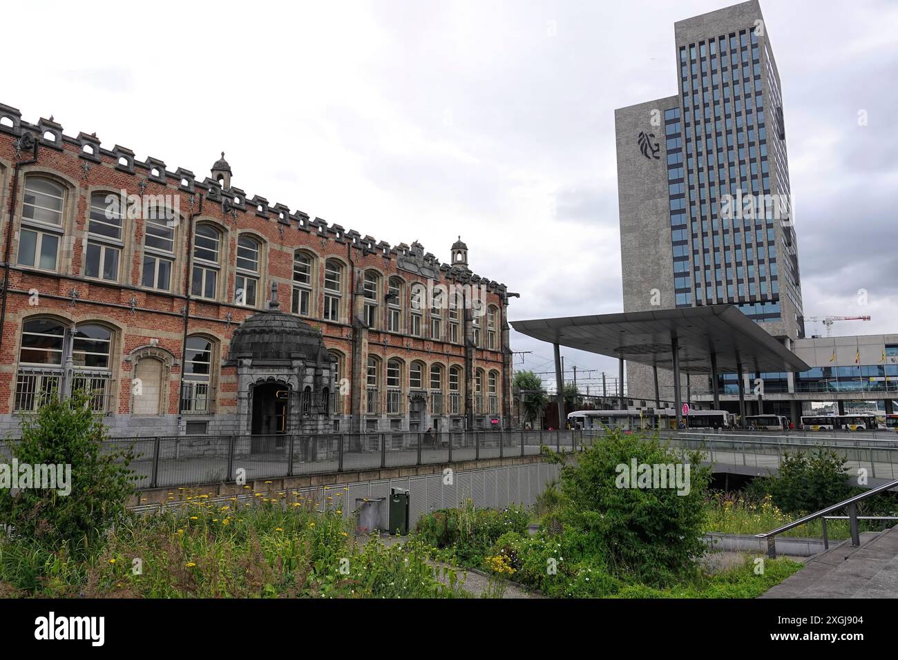 Exterior Wide angle closeup on the historic Gent-Sint-Pieters public ...