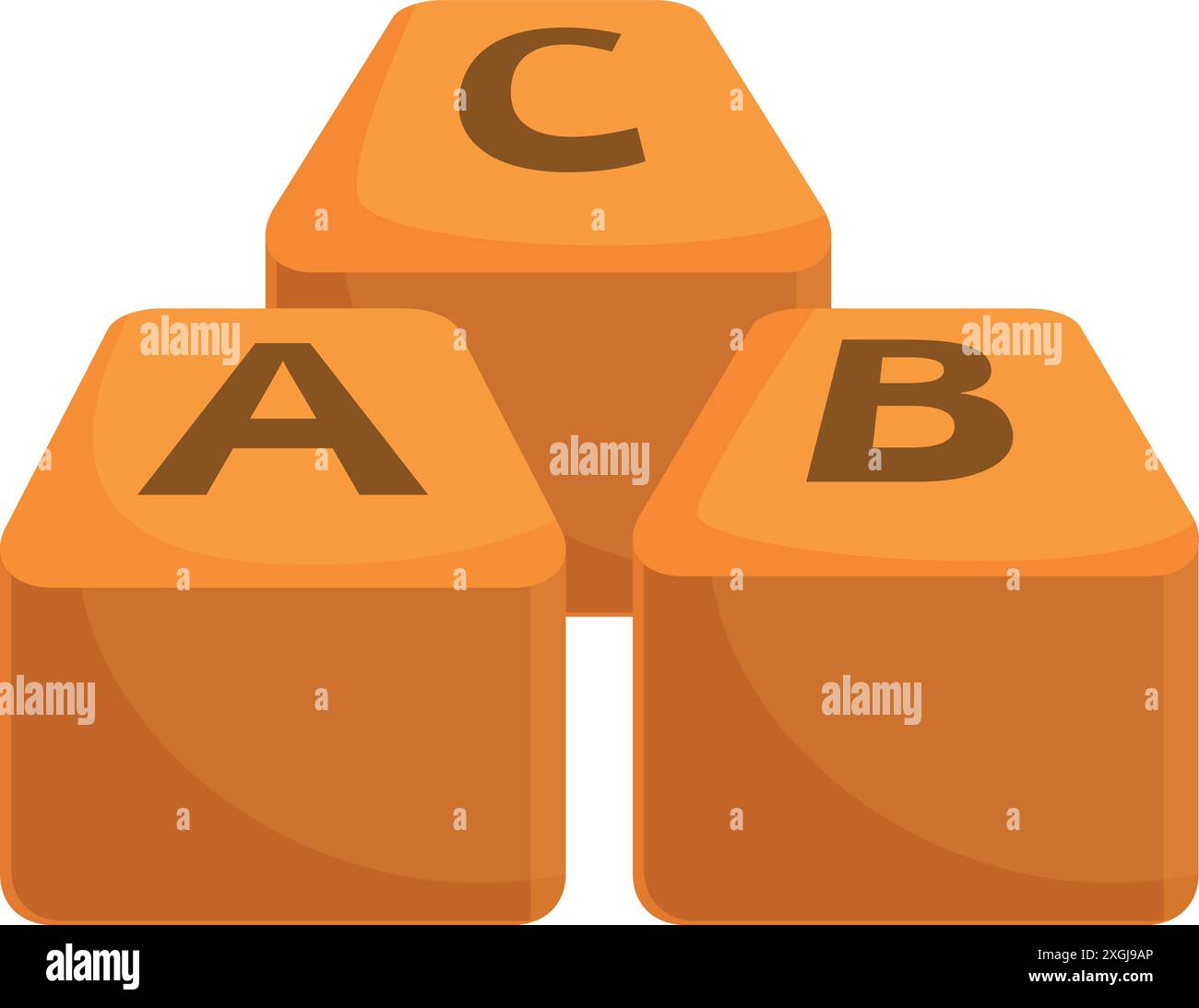 Three orange keyboard keys forming ascending steps with the letters a ...