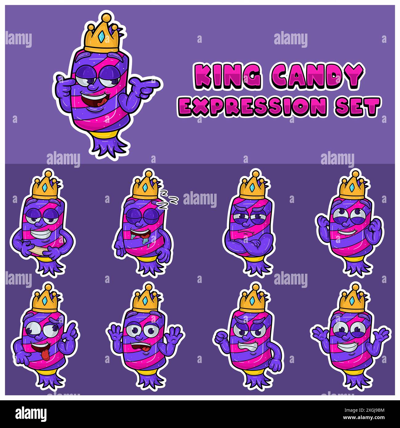 Candy Expression set. Mascot cartoon character for flavor, strain ...