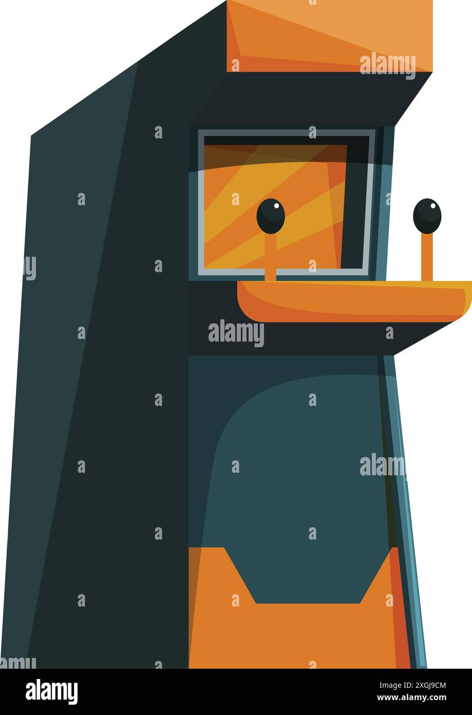 Arcade game machine displaying racing game interface with steering wheel and screen Stock Vector ...