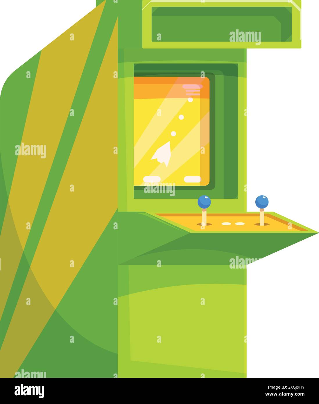 Green colored upright arcade game machine with a screen displaying a ...