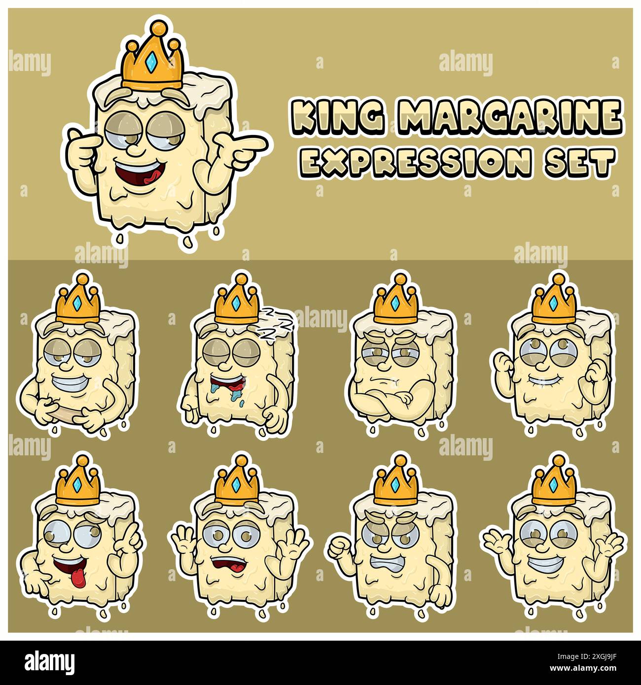 Margarine Expression set. Mascot cartoon character for flavor, strain ...