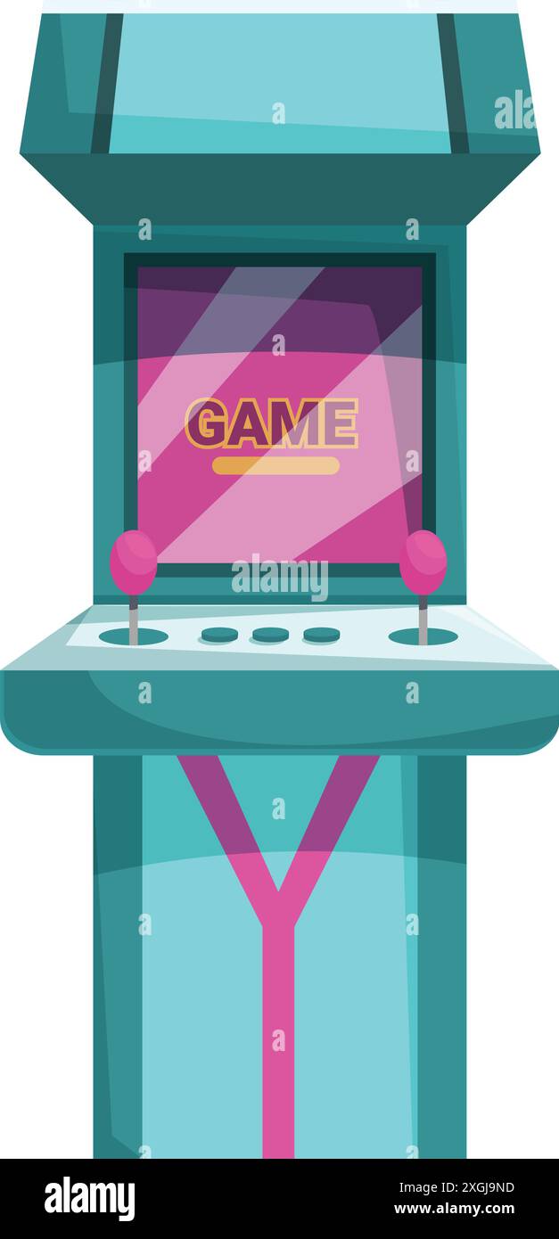 Retro Arcade Game Machine With Joysticks And Buttons Displaying The Text Game On Its Screen