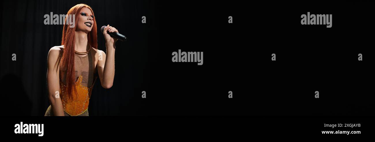 A drag performer captivates the audience with a passionate performance ...