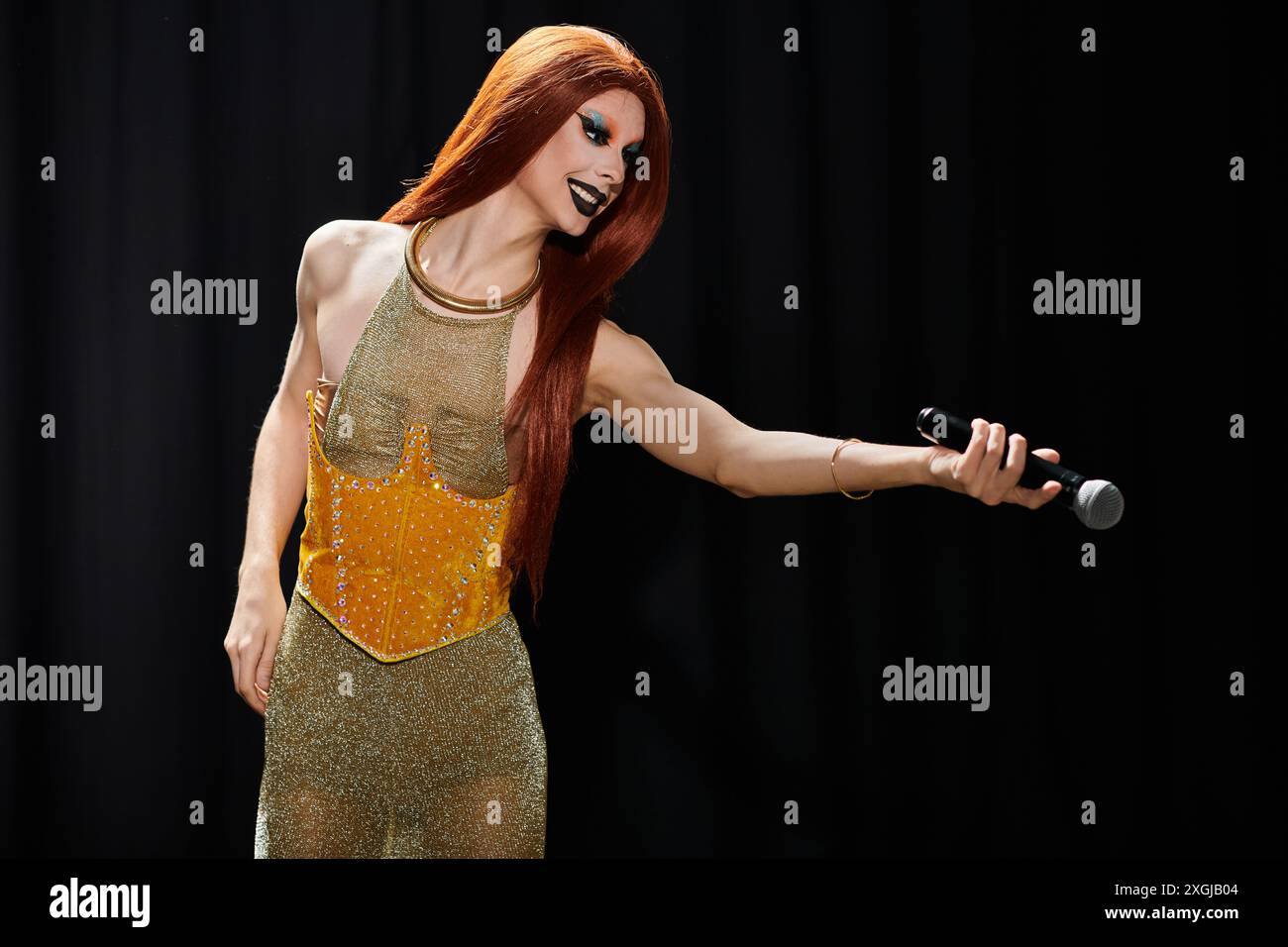 Microphone on stage spotlight audience hi-res stock photography and ...