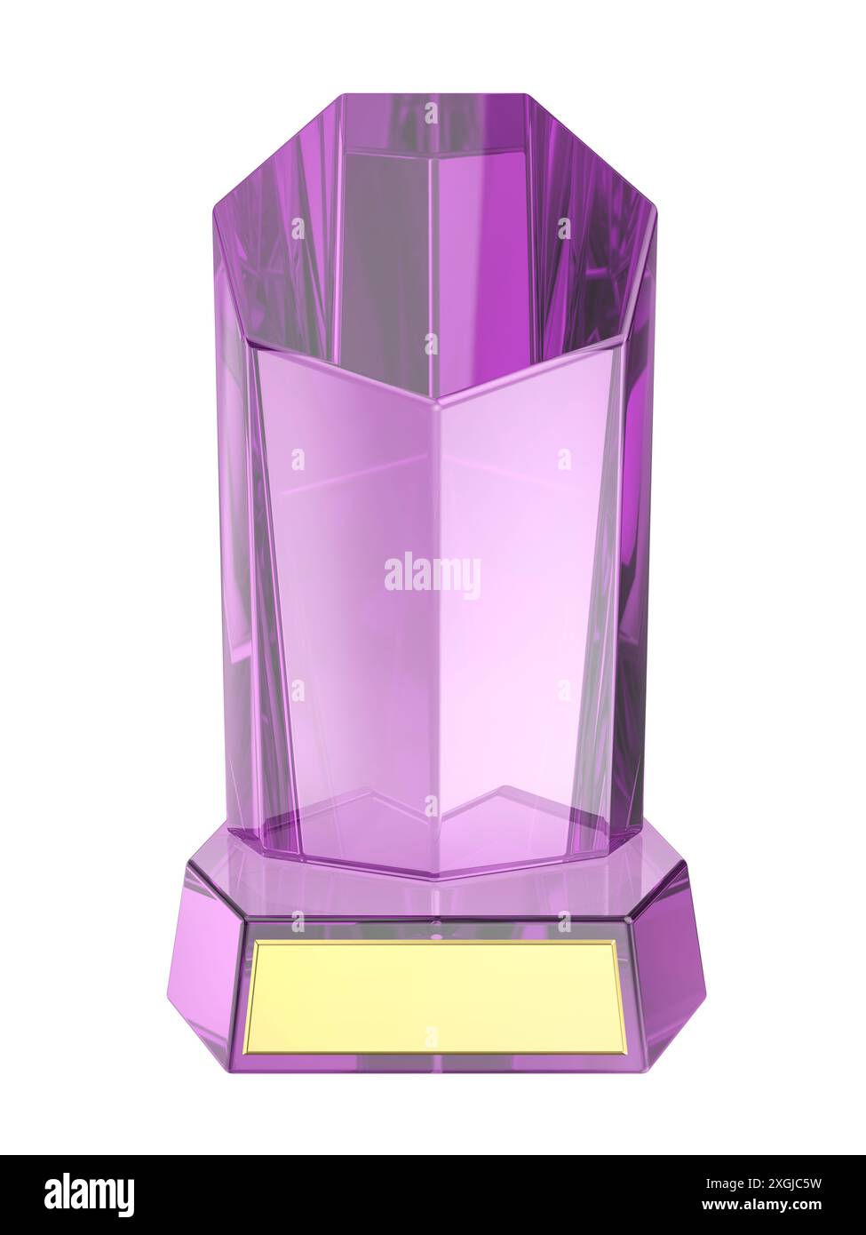 Purple obelisk crystal trophy on white background, front view Stock ...