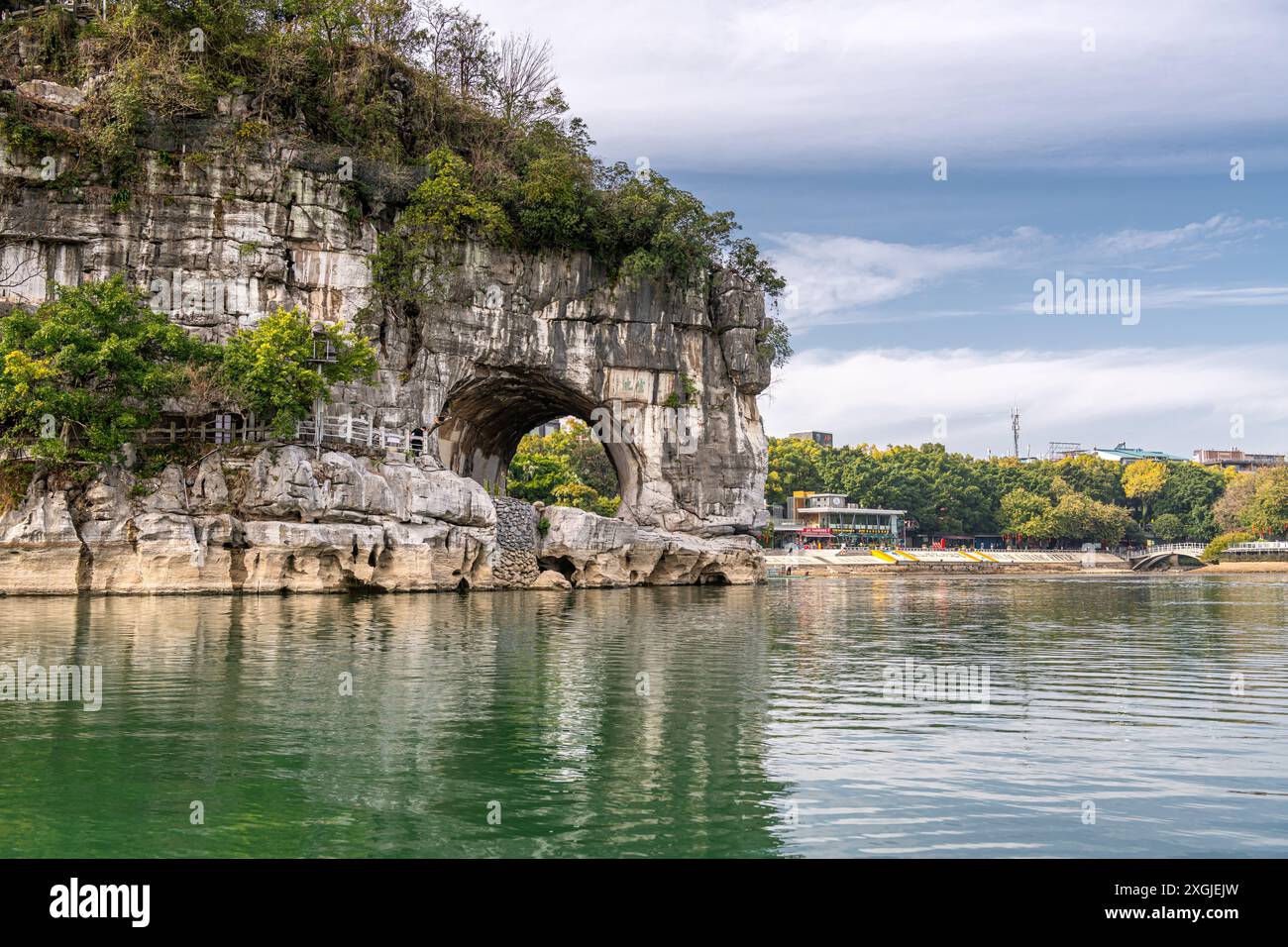 The rock in the shape of the elephant trunk in Guilin, China. Vertical ...
