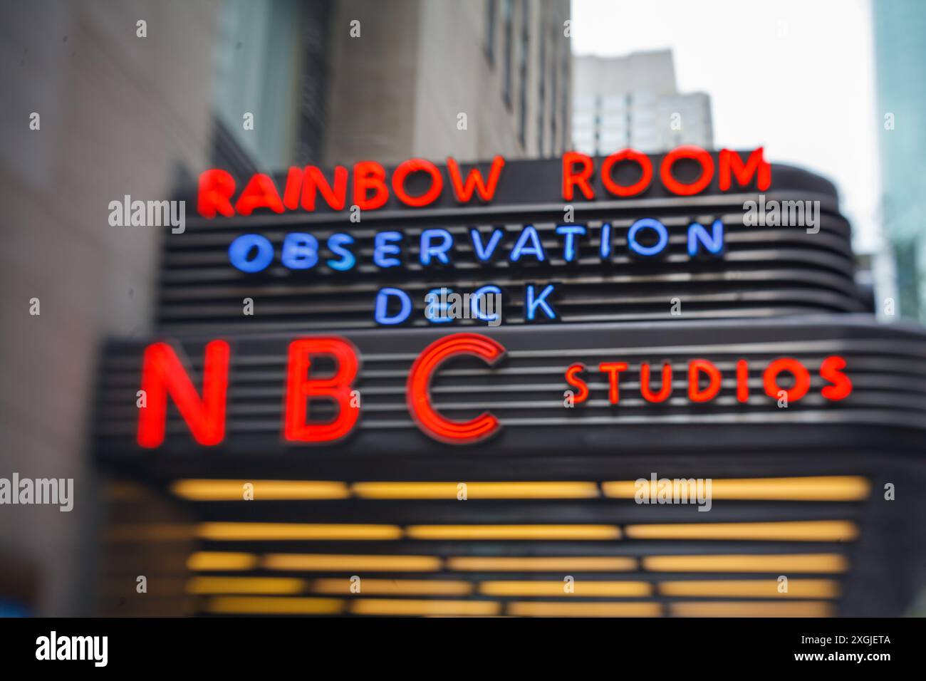 The NBC Studios tour neon sign on 49th street in Midtown Manhattan, New ...