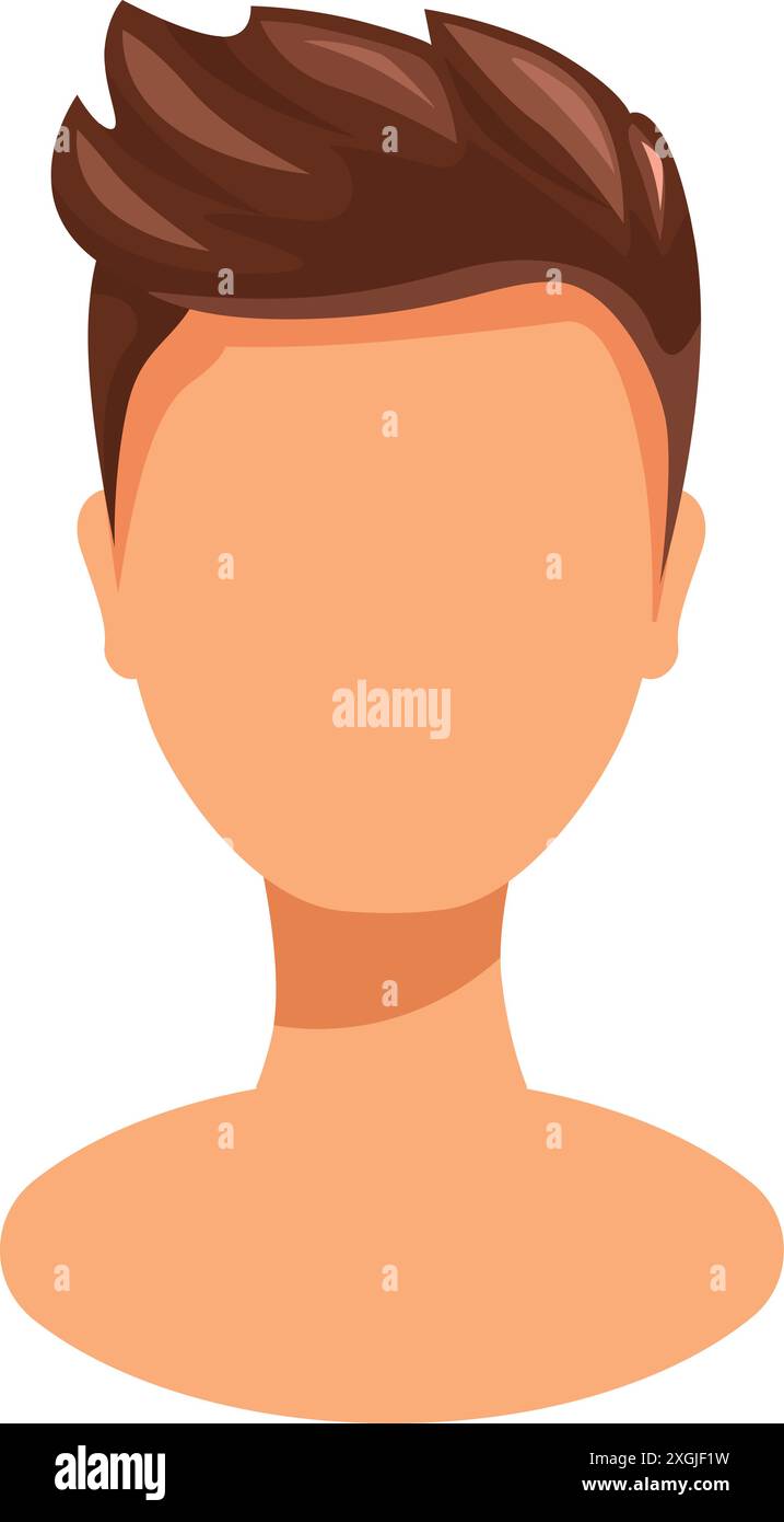 Faceless male character portrait featuring trendy brown hair, suitable ...