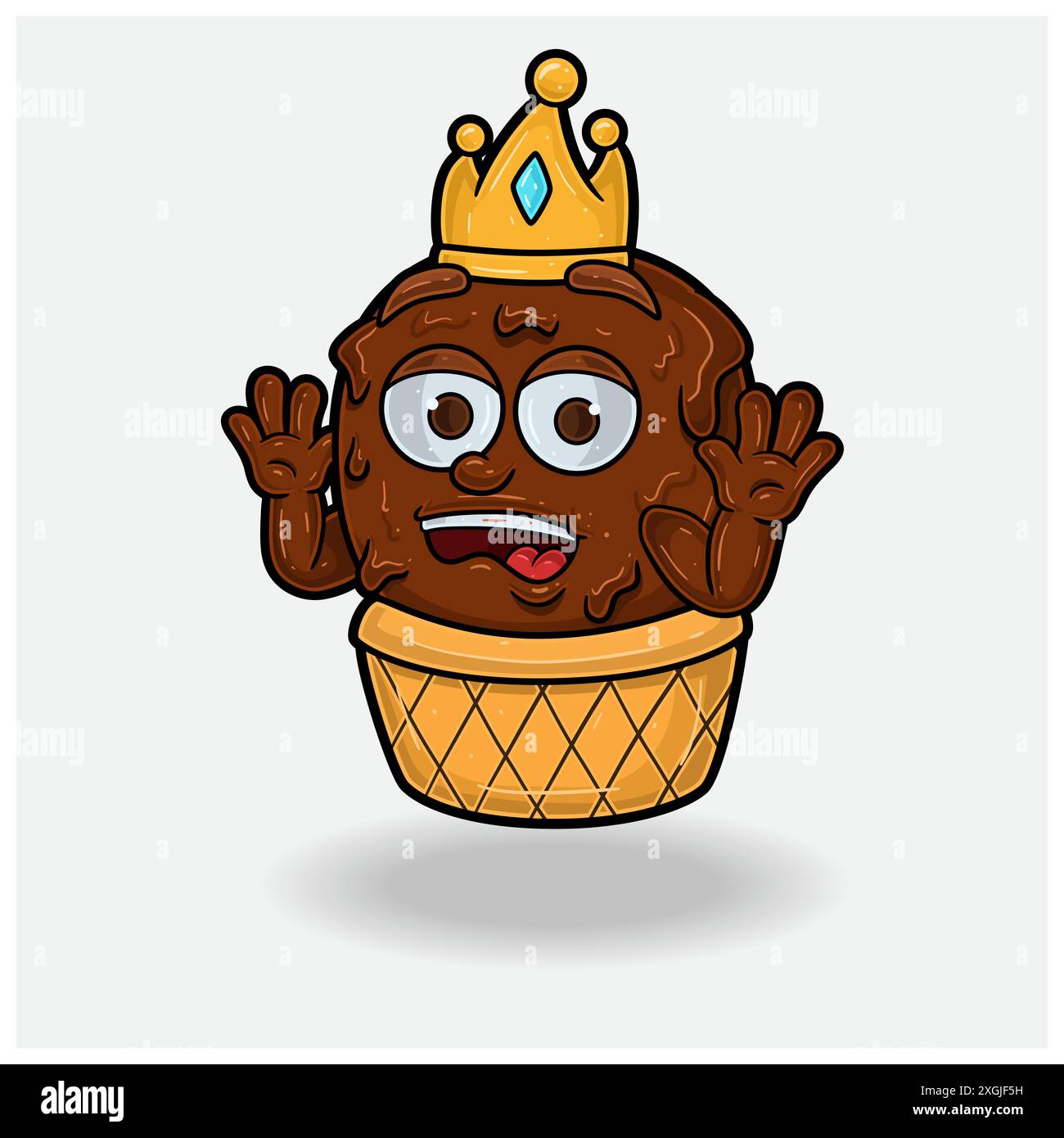 Ice cream With Shocked expression. Mascot cartoon character for flavor ...