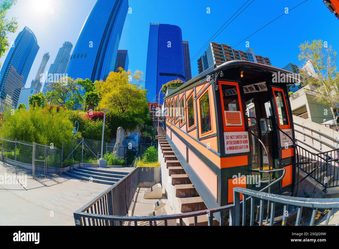 Los Angeles, California - April 10, 2024: Angels Flight funicular car ...