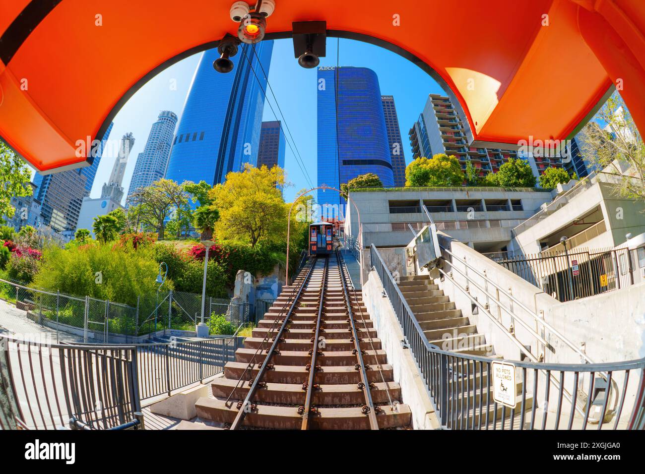 Los Angeles, California - April 10, 2024: A view from the base of ...