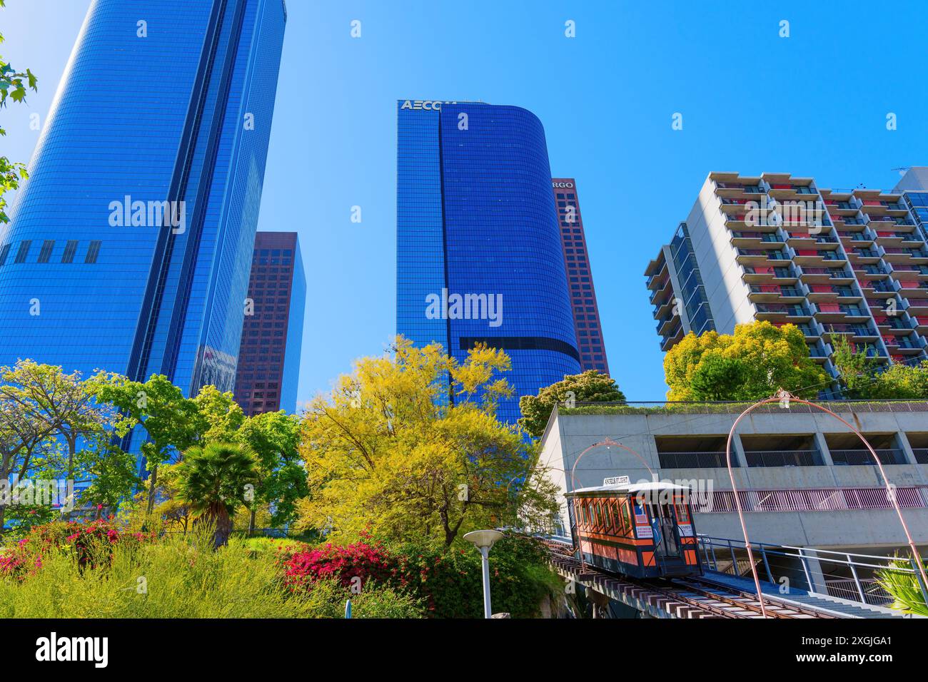 Los Angeles, California - April 10, 2024: Angels Flight funicular ...