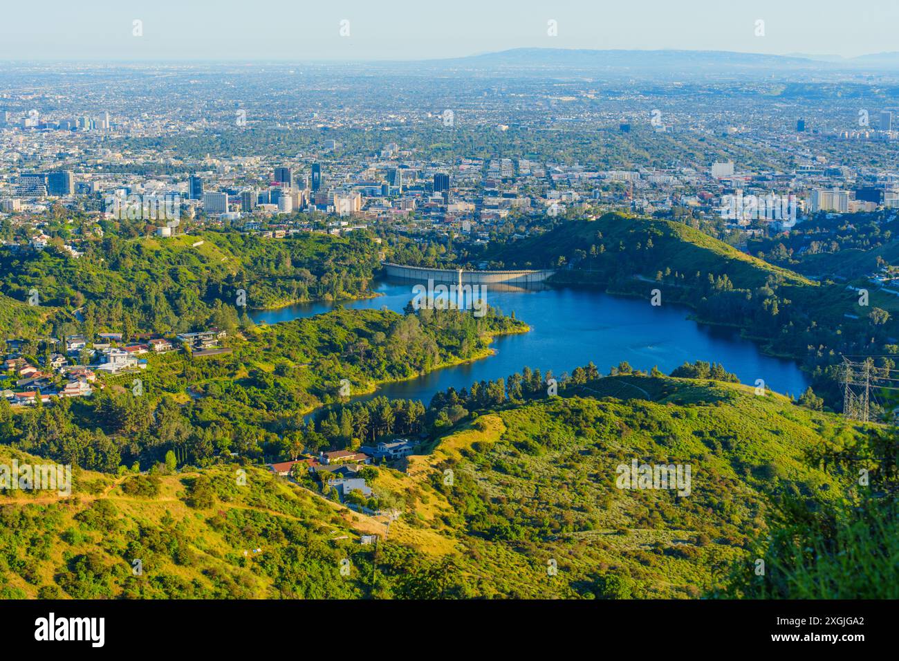 Los Angeles, California - April 16, 2024: Hollywood Reservoir and LA ...