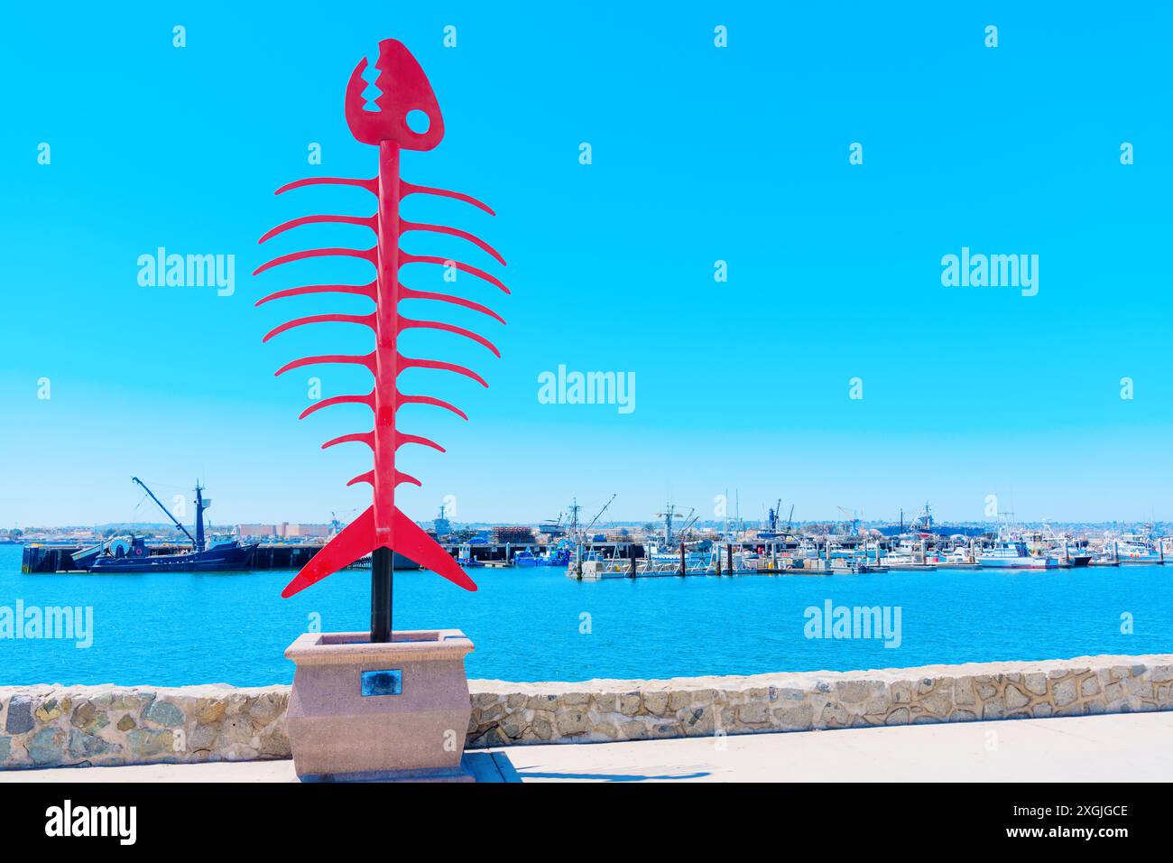 San Diego, California - April 16, 2024: Red fishbone sculpture by San ...