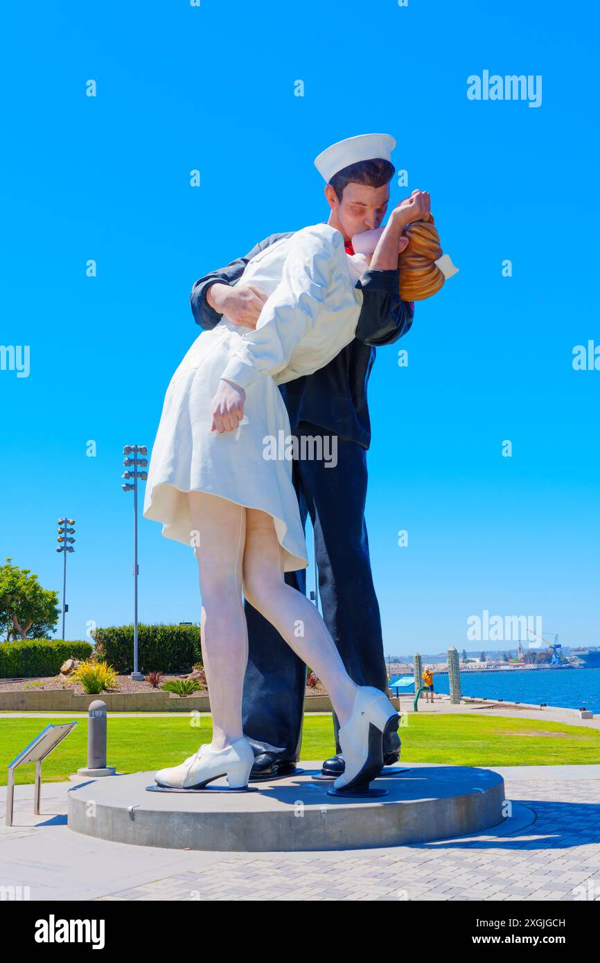San Diego, California - April 16, 2024: Statue of sailor and nurse ...