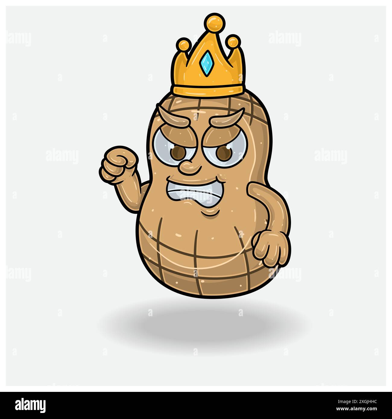 Peanut Mascot Character Cartoon With Angry expression. For brand, label ...
