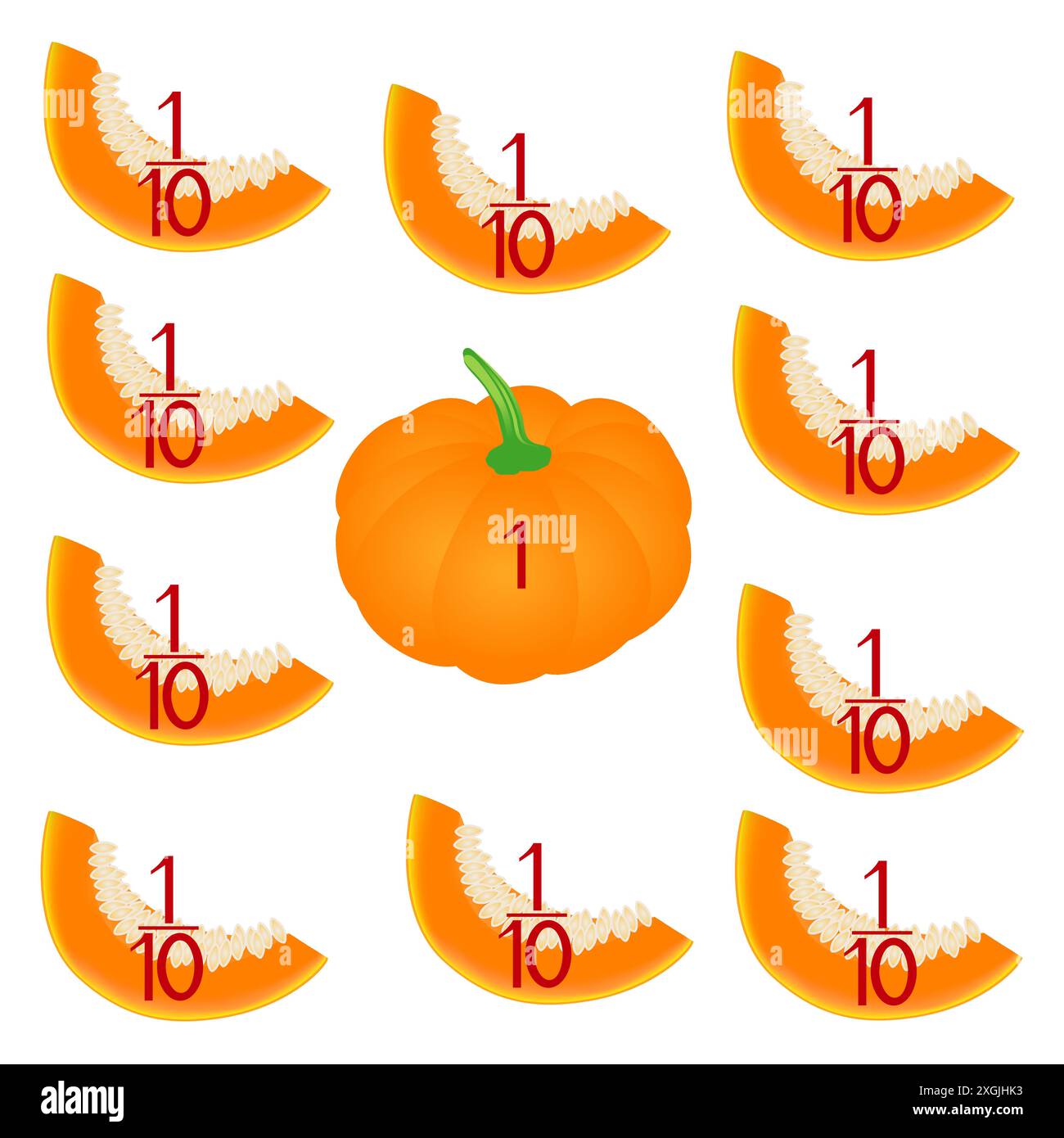 Mathematical games for children. Study the fractions numbers, example ...