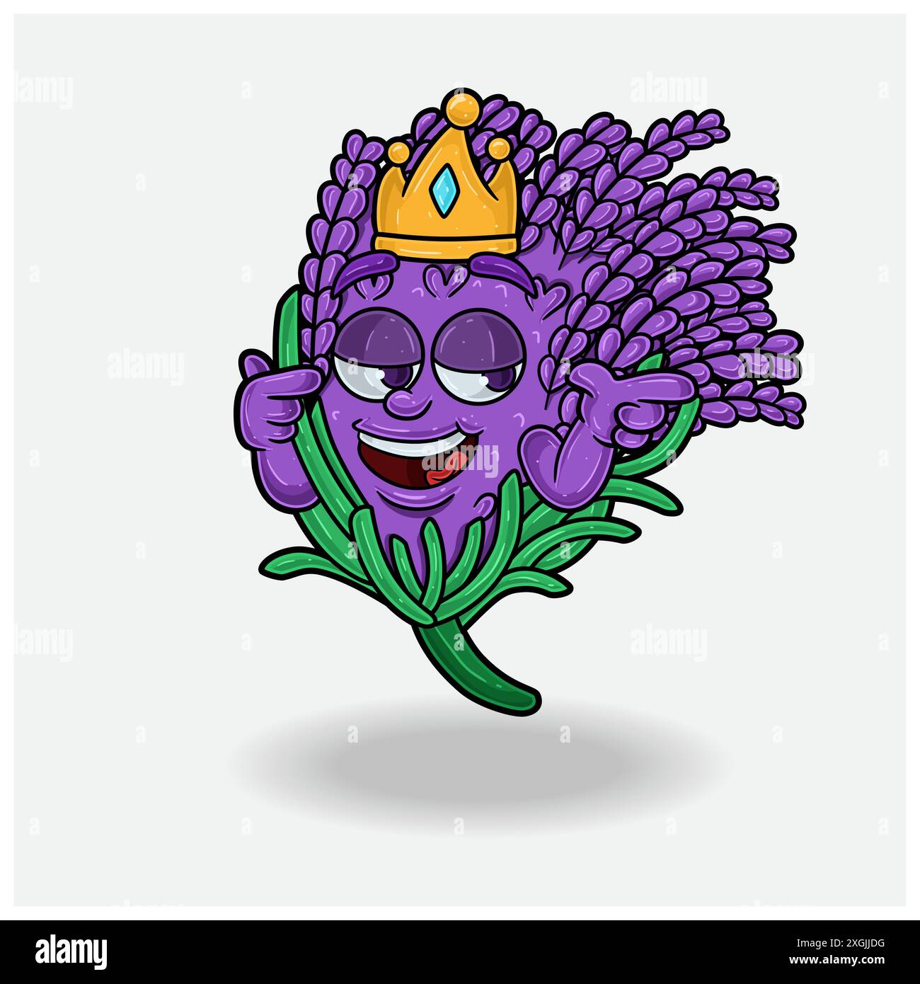 Smug expression with Lavender Crown Mascot Character Cartoon. Vector ...
