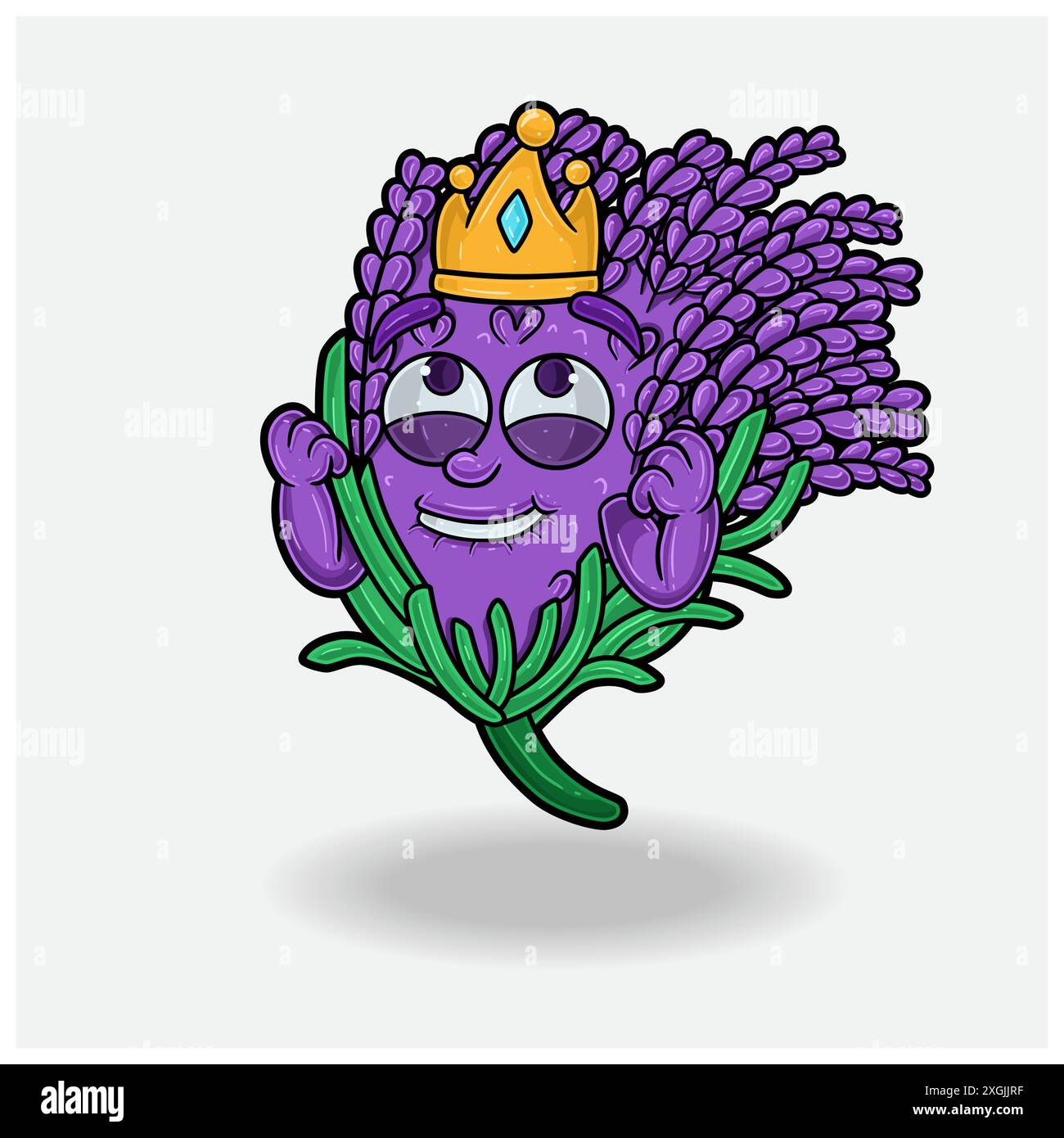 Happy expression with Lavender Crown Mascot Character Cartoon. Vector ...