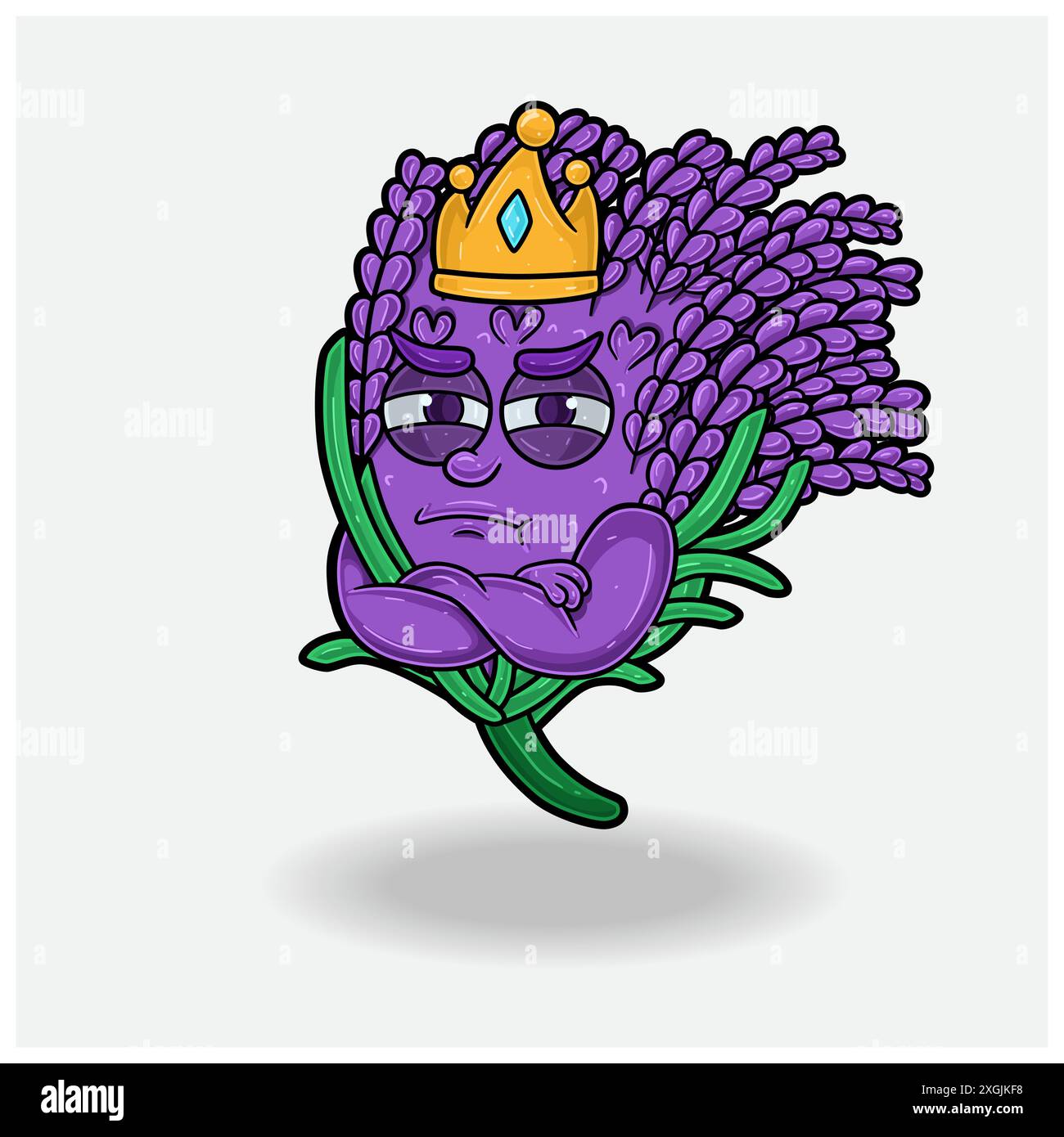 Jealous expression with Lavender Crown Mascot Character Cartoon. Vector ...