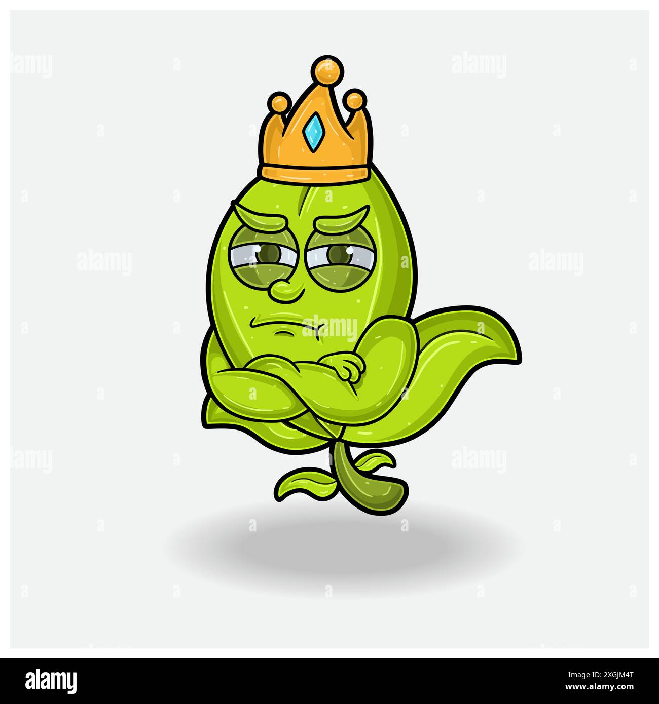 Tea Leaf Mascot Character Cartoon With Jealous expression. For brand ...