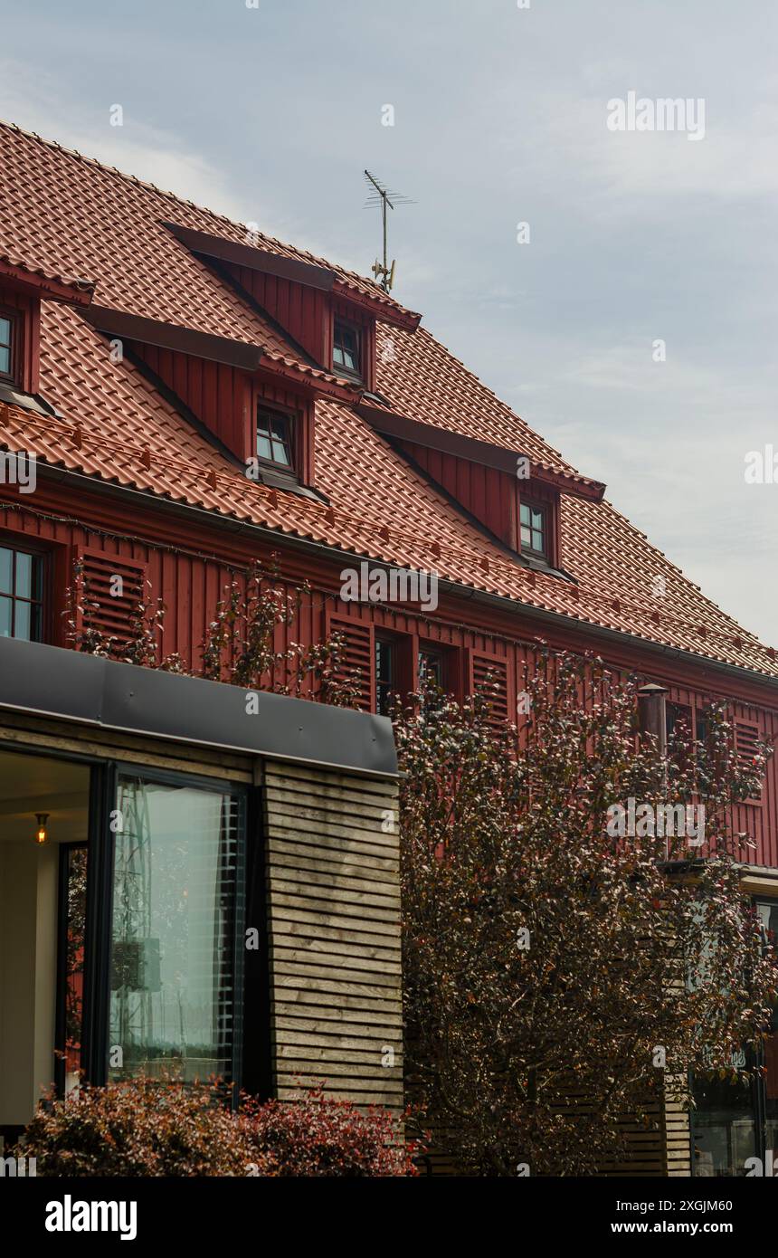 The side view house with red tiled roof . High quality photo Stock ...