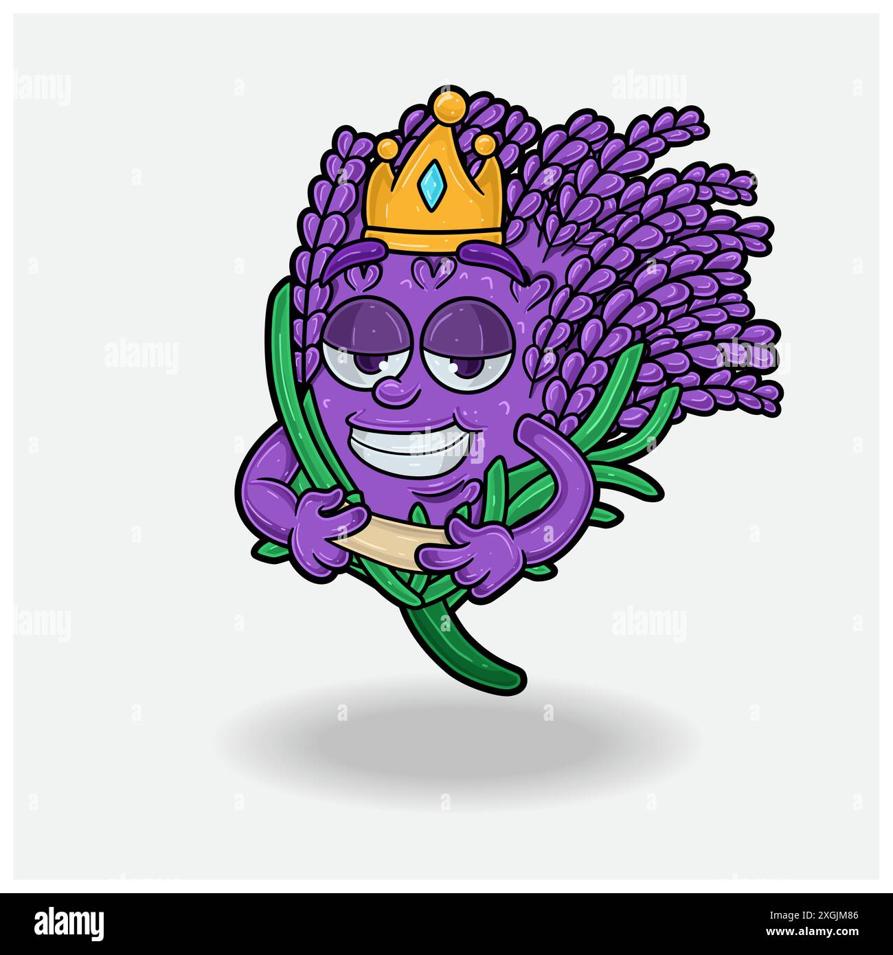 Love struck expression with Lavender Crown Mascot Character Cartoon ...