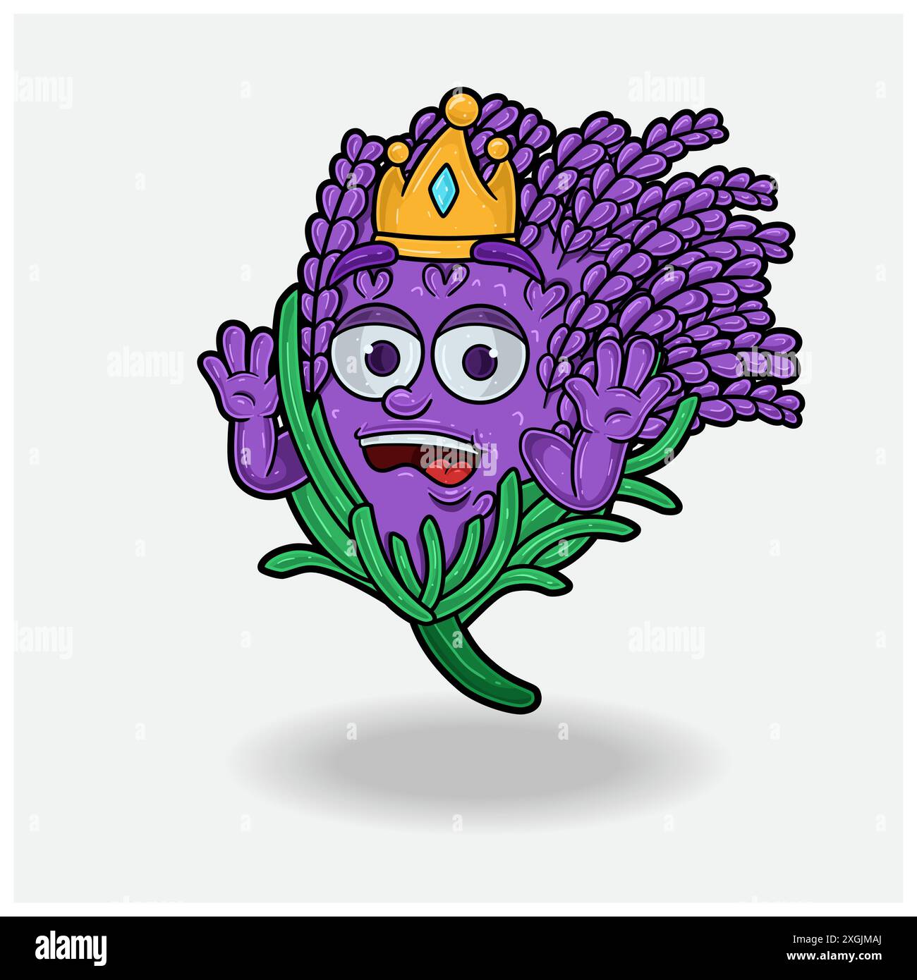 Shocked expression with Lavender Crown Mascot Character Cartoon. Vector ...