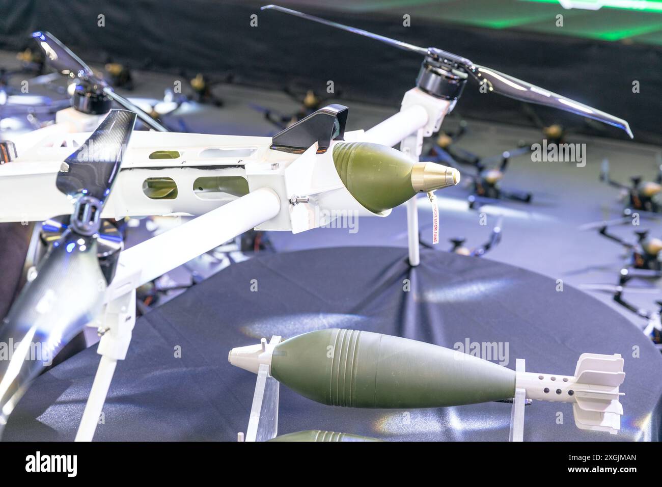 Kamikaze drone with aerial bomb. Loitering munition concept Stock Photo ...