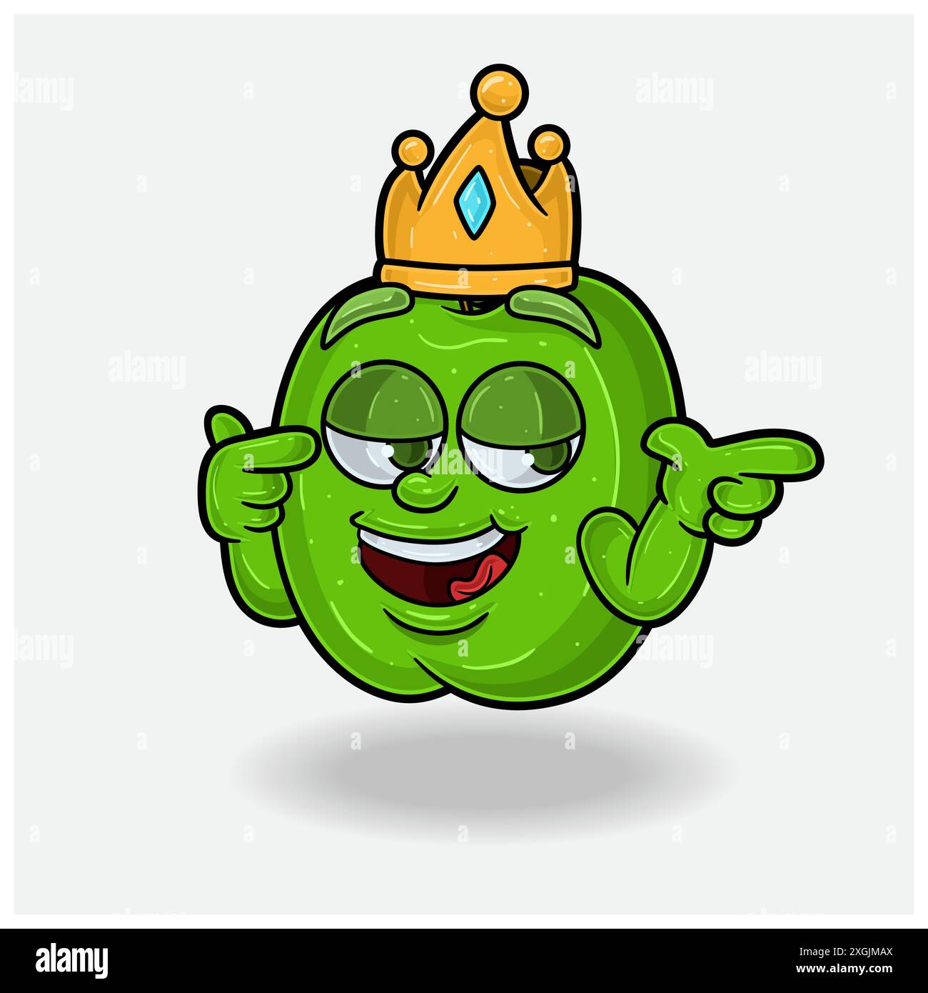 Green Apple Mascot Character Cartoon With Smug expression. For brand ...