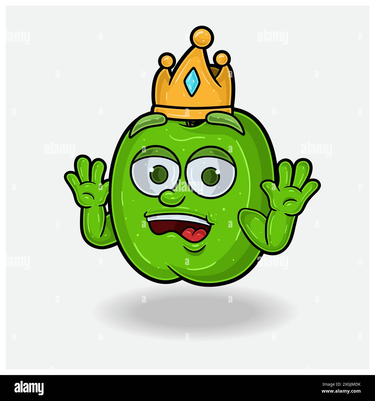 Green Apple Mascot Character Cartoon With Shocked expression. For brand ...
